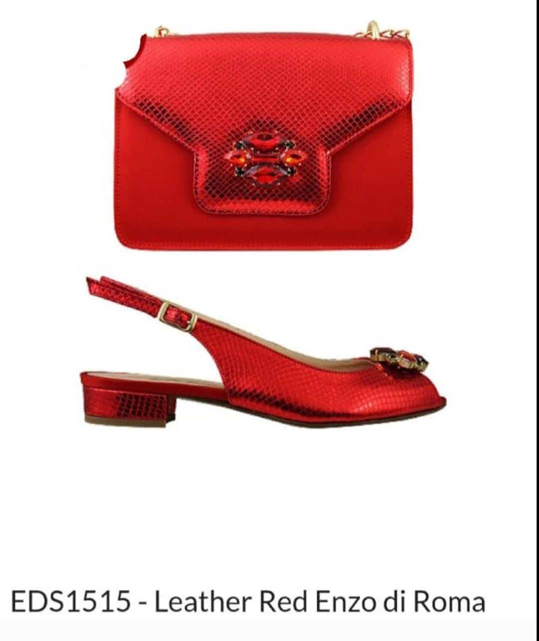 Leather Red Enzo Di Roma Matching Italian Ladies Red Shoe and Bag Set ...