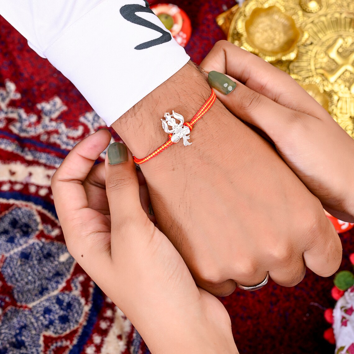 925 Sterling Silver Rakhi for Brother. Pure Silver Rakhi for Boys and ...