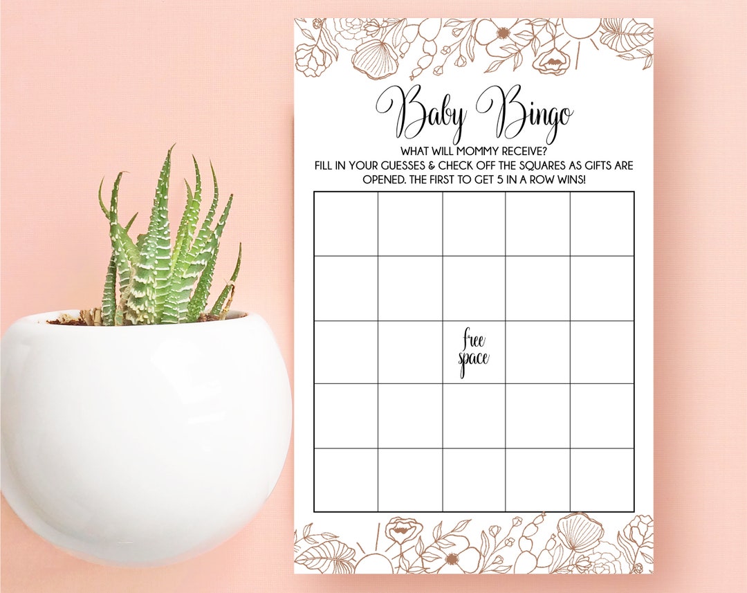 Botanical Baby Shower Bingo Game Cactus Plant Themed Baby Shower, Bingo ...