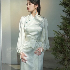 White Long Evening Gown Wrap Dress Simple Wedding Dress Chinese Hanfu ...