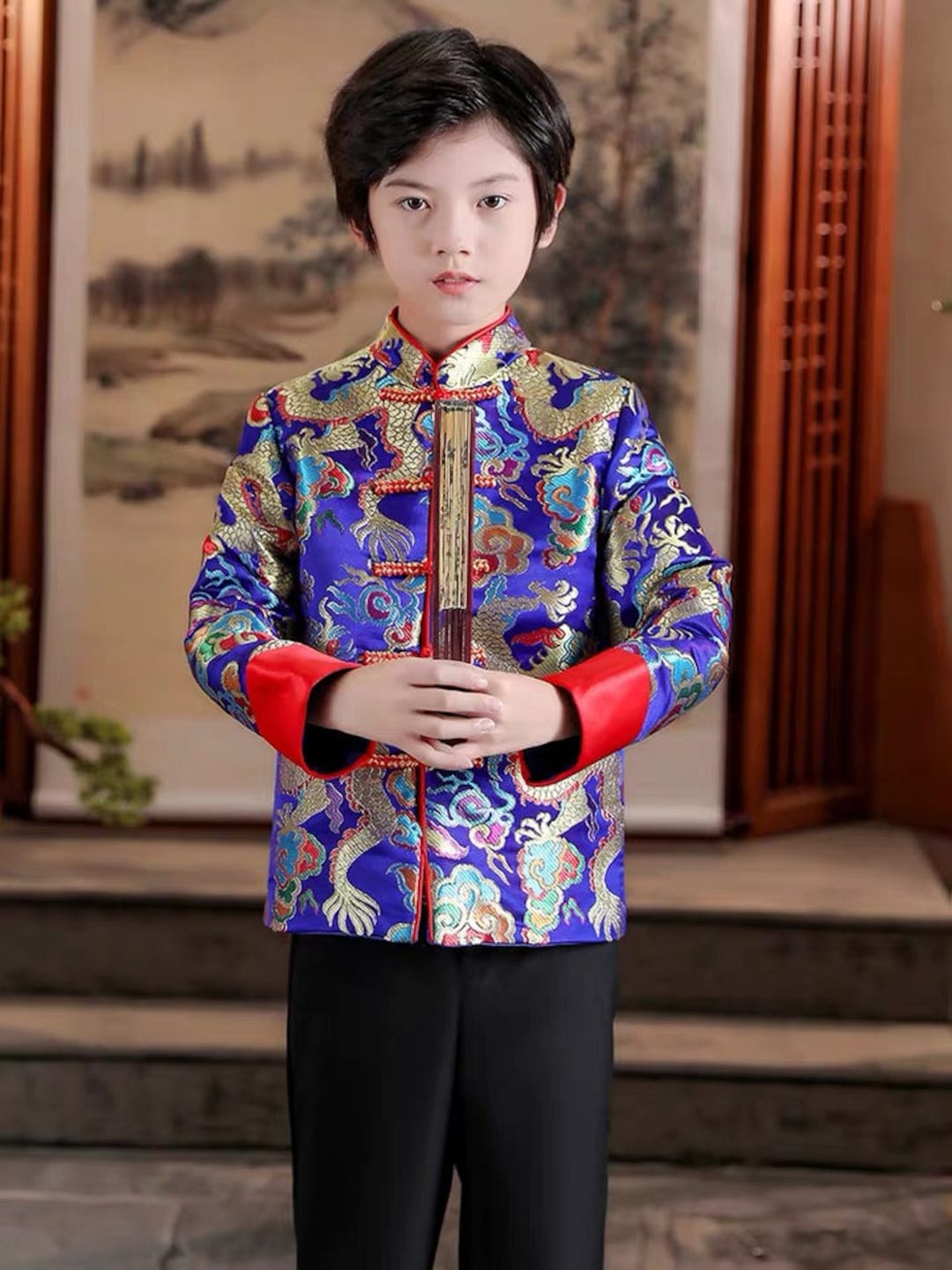 Boy's Chinese New Year Jacket, Cheongsam Shirt for Boy, Mandarin Collar ...