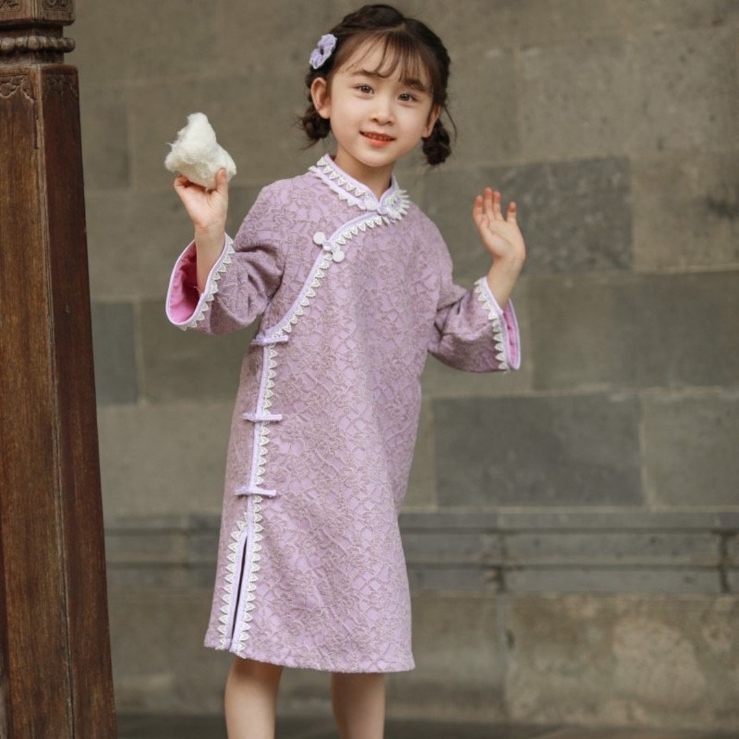 Purple Girls Qipao Dresschinese Kid's Cheongsam - Etsy