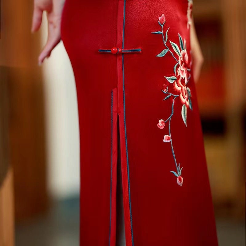 Red Chinese Cheongsam Dress Red Qipao Dress Red Tea Ceremony - Etsy
