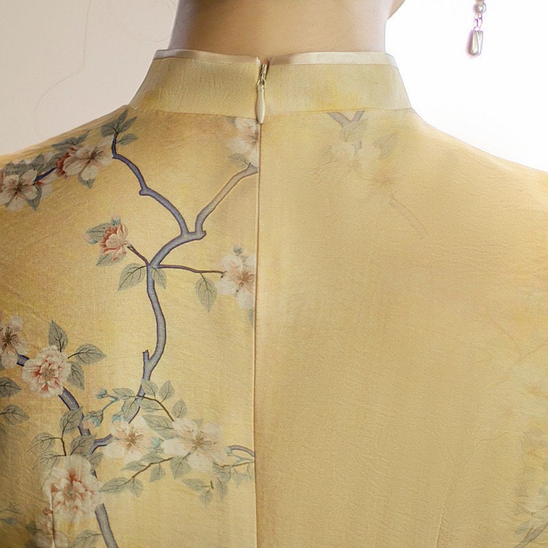 Yellow Qipao Dress Modren Cheongsam Dress Chinese Frog | Etsy