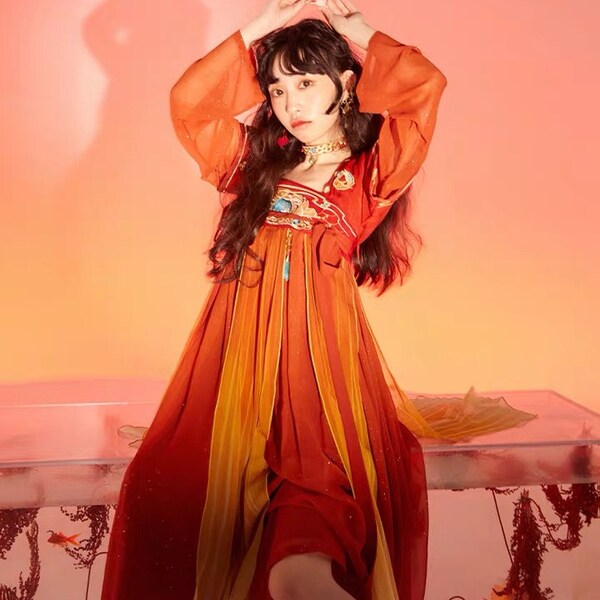 Orange Hanfu - Etsy