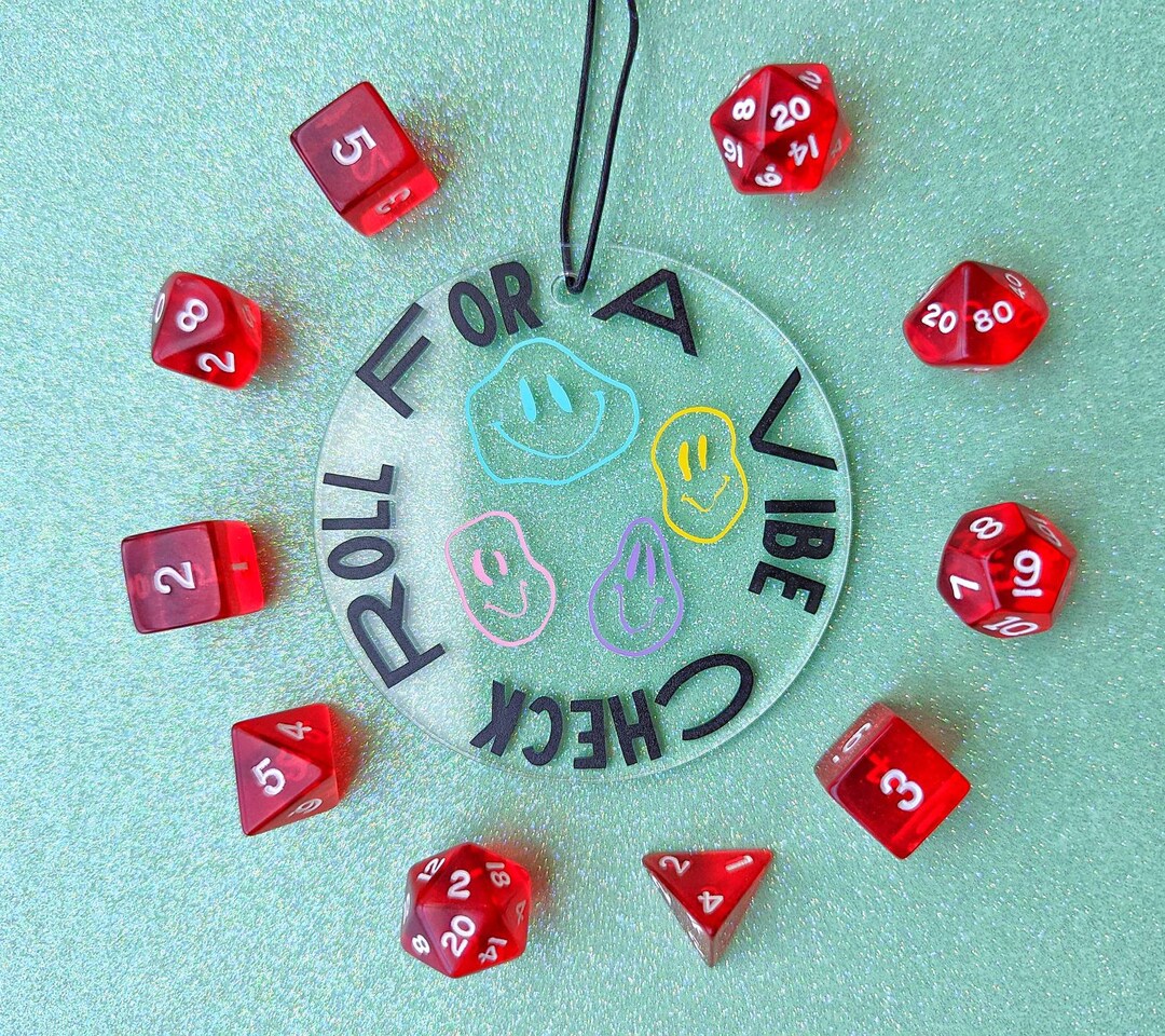 Roll for a Vibe Check Groovy Warped Smiley Acrylic Clear Christmas ...