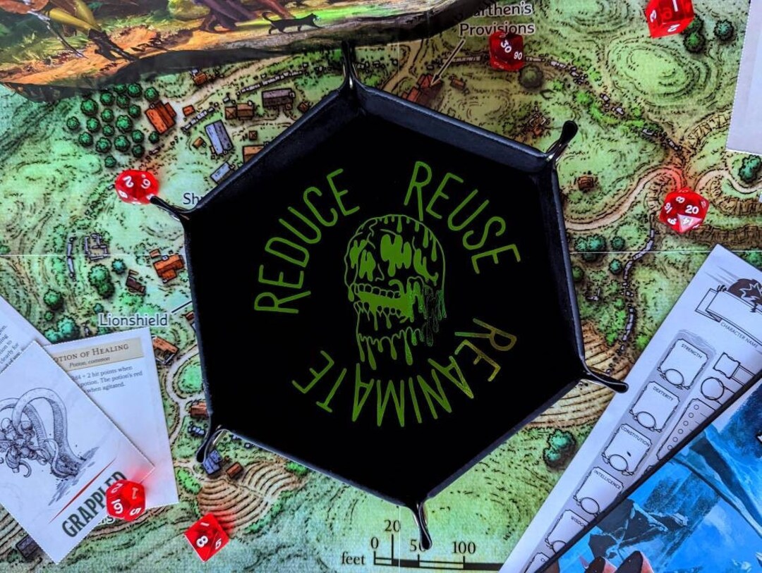 Reduce Reuse Reanimate Foiled Green Skull Warlock Class DND RPG Dice ...