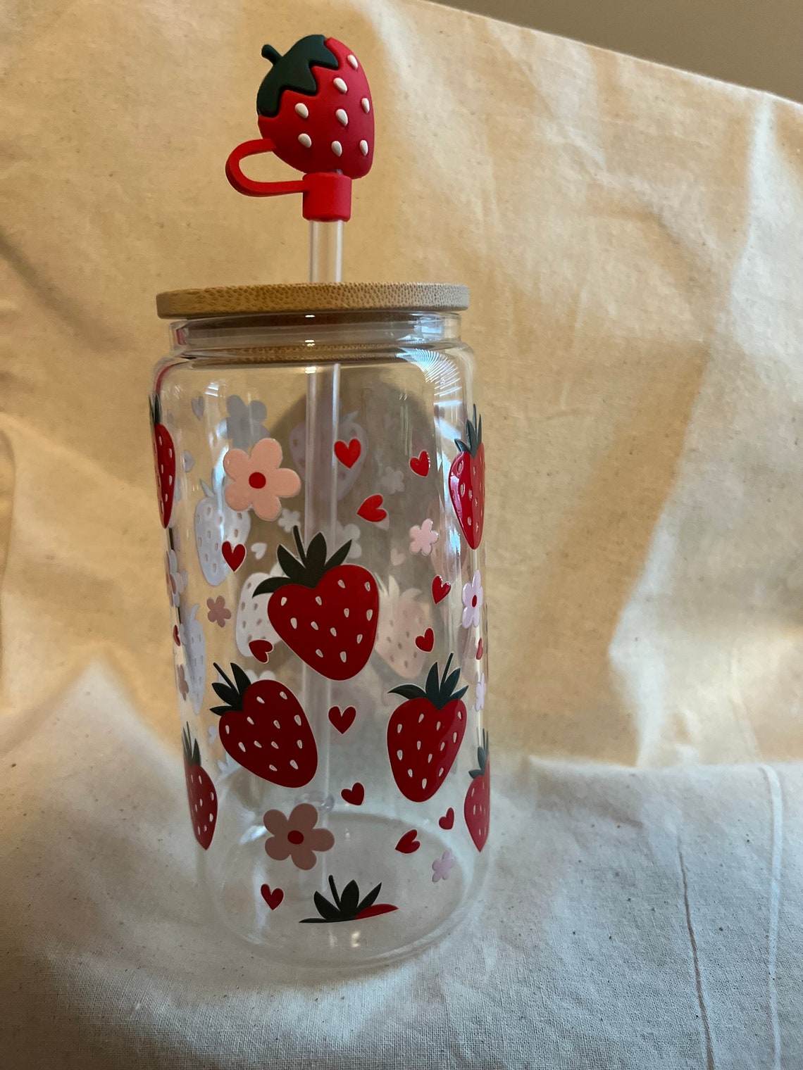 Red Strawberries Glass Libby Cup. Perfect for Sipping With Strawberries ...