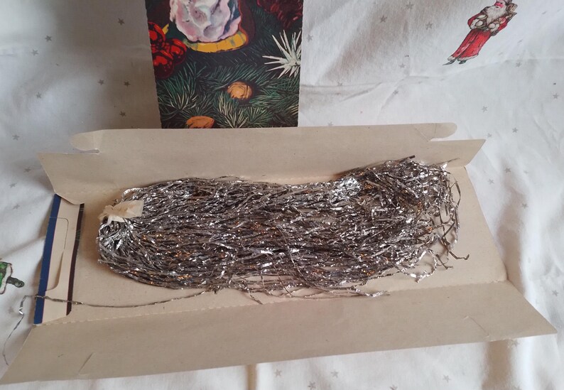 1 Old Pack of German Tinsel~heavy Metal Tinsel~lametta Tinsel~silver ...