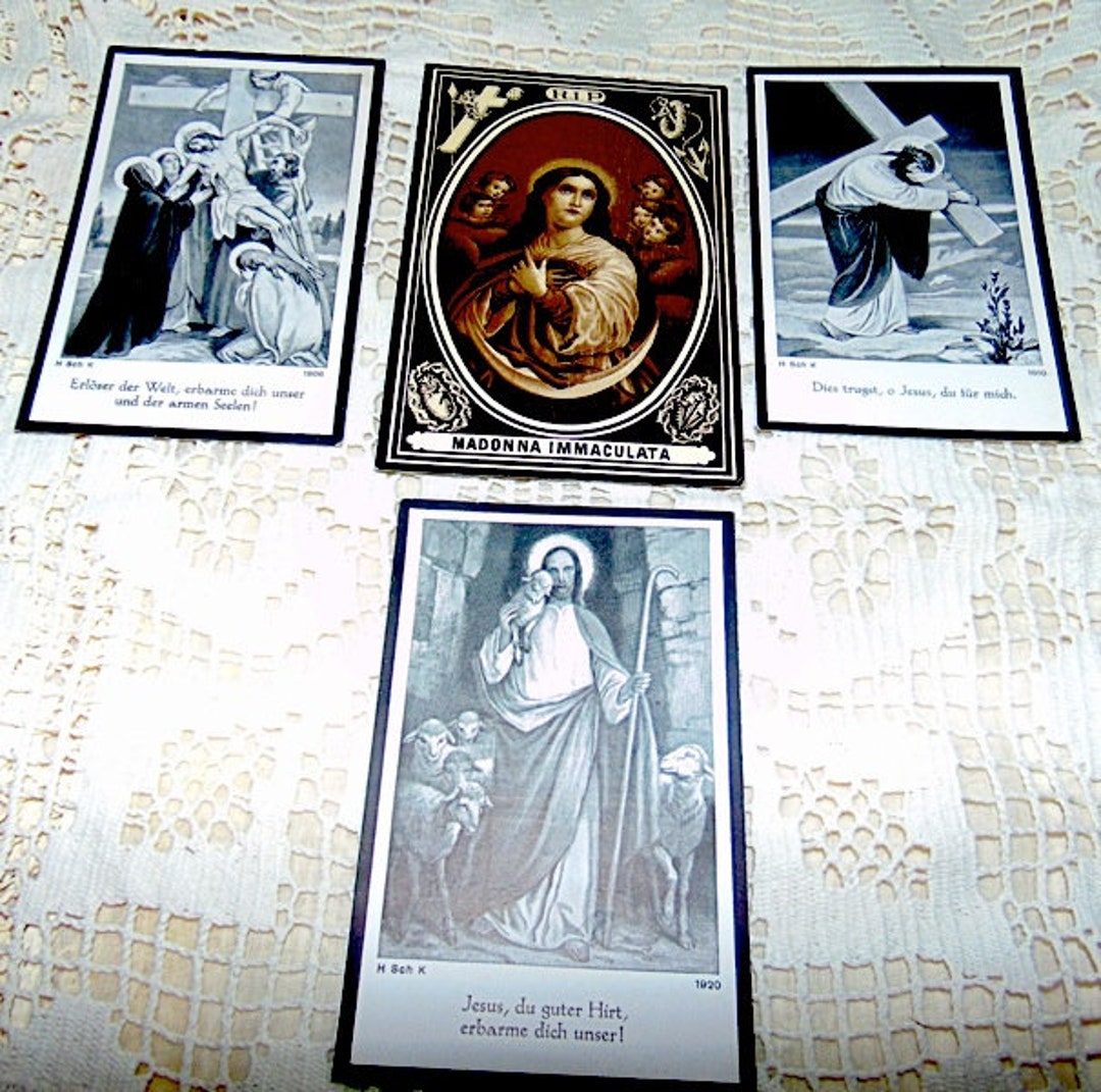 4 Antique German Death Cards1890-1941funeral Cardsgerman Religious ...