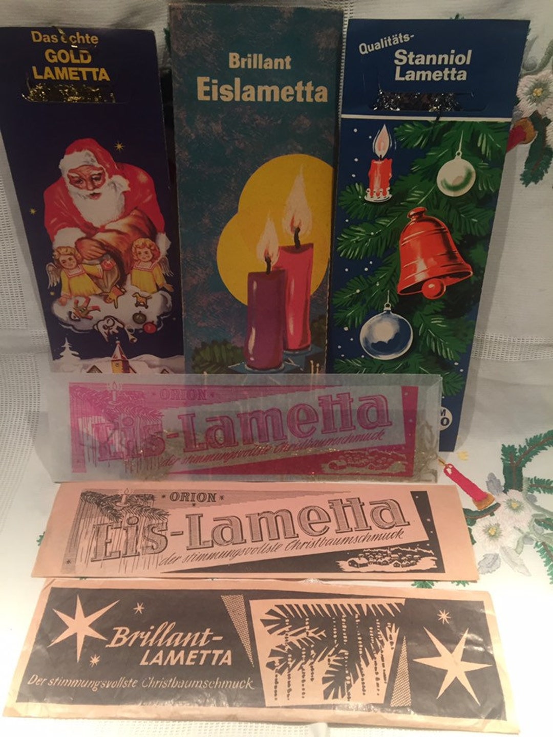 6 Vintage German Tinsel Collectors Mixed Sample Packet~heavy Metal ...