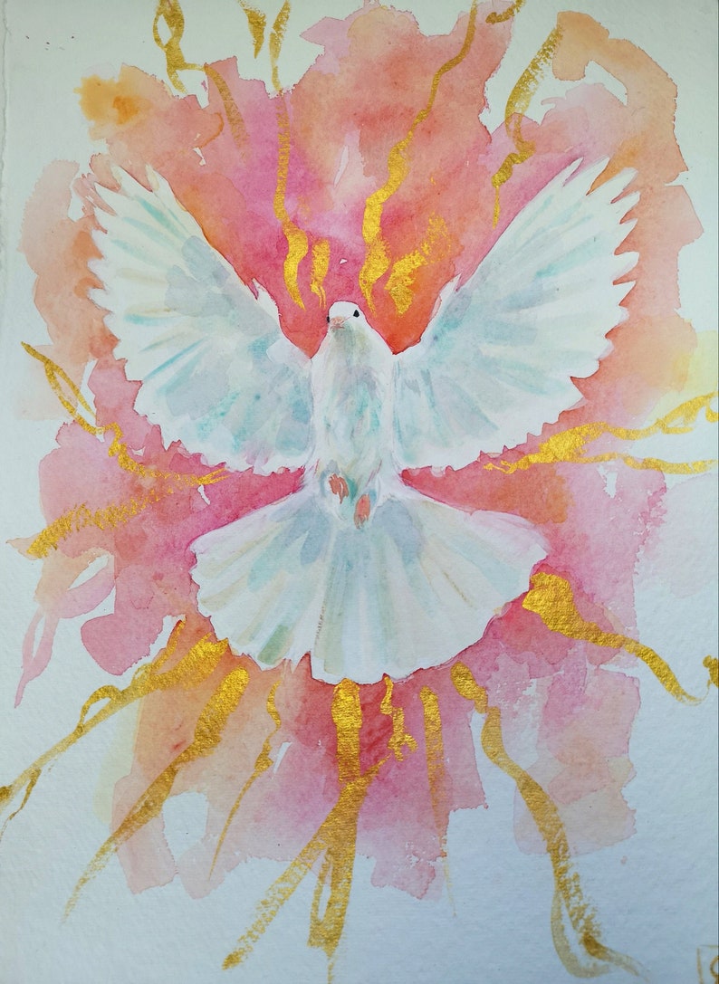 Holy Spirit Fire Hand-finished Fine Giclée Print Gold - Etsy