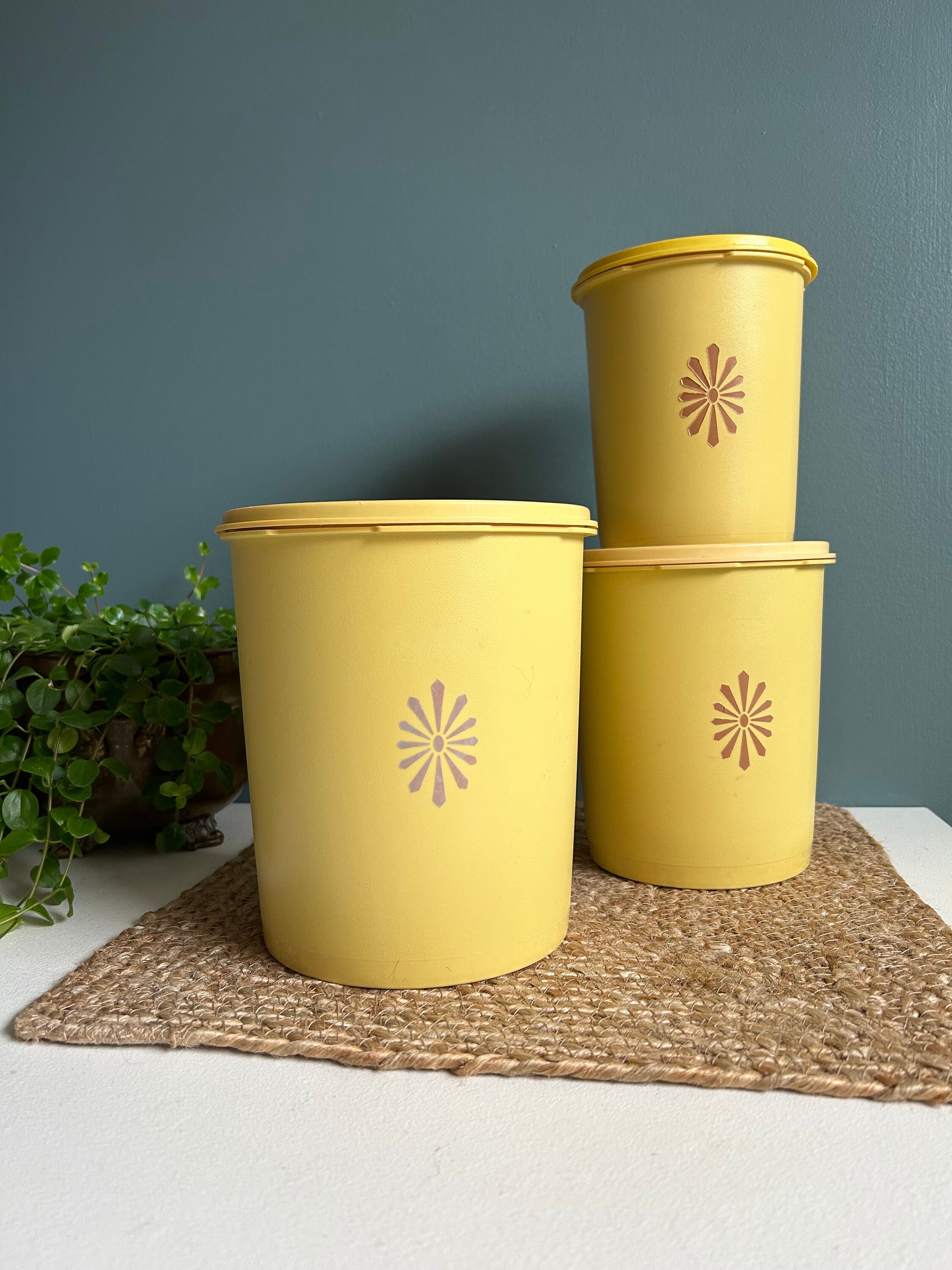 Vintage Tupperware Harvest Gold Set of 3 Containers, Retro Kitchenware ...