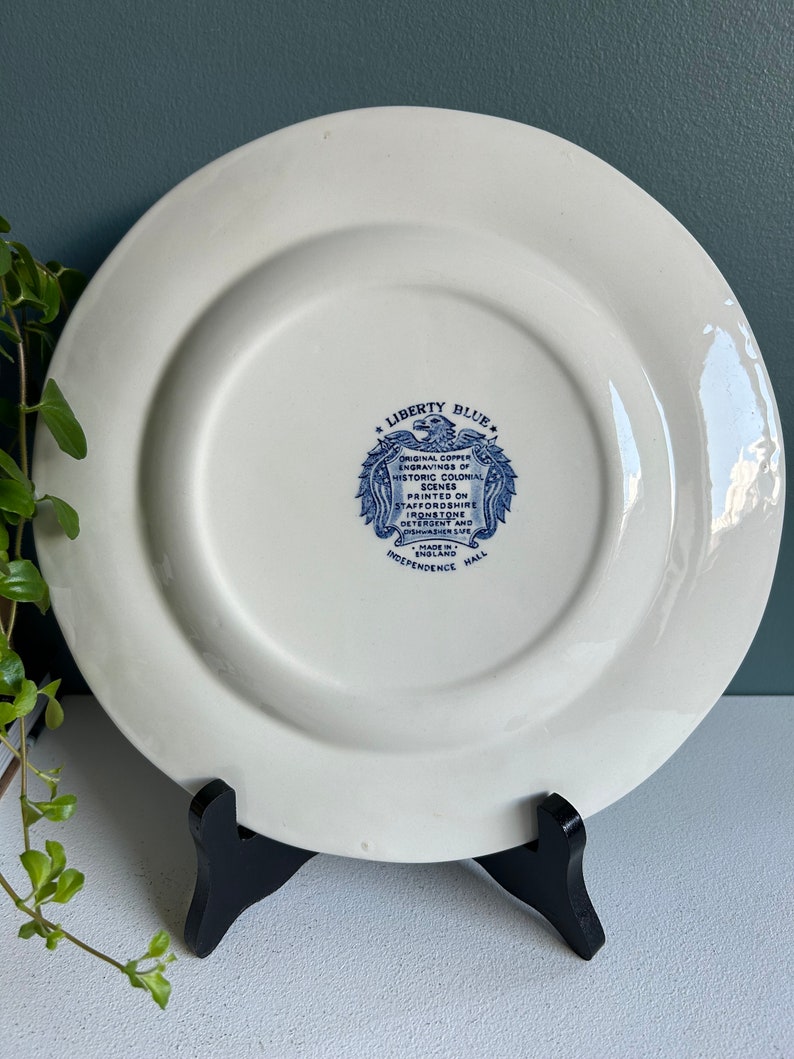 Vintage Liberty Blue Independence Hall Plates, Staffordshire Ironstone ... Vintage Liberty Blue Independence Hall Plates, Staffordshire Ironstone ...