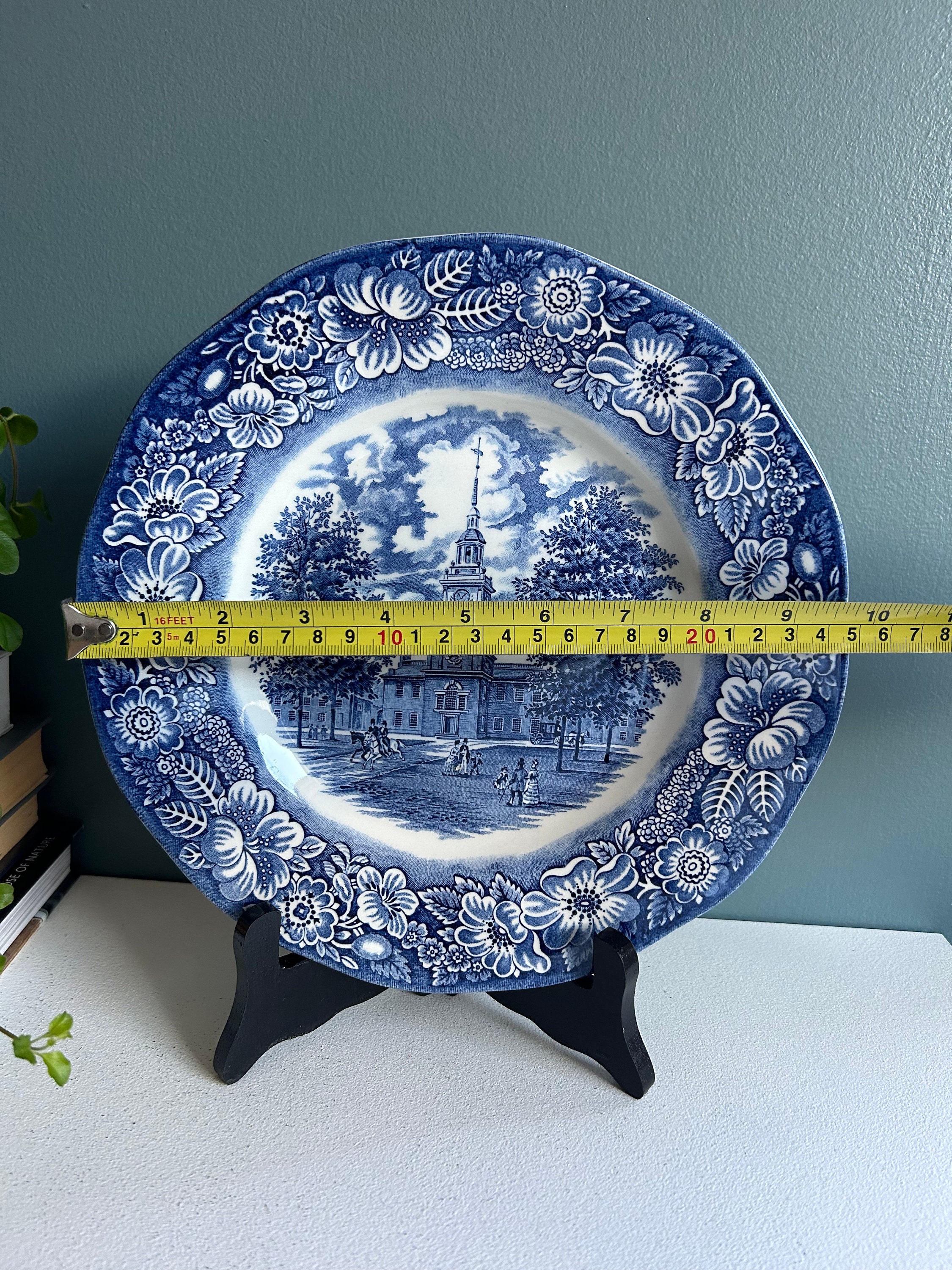 Vintage Liberty Blue Independence Hall Plates, Staffordshire Ironstone ... Vintage Liberty Blue Independence Hall Plates, Staffordshire Ironstone ...