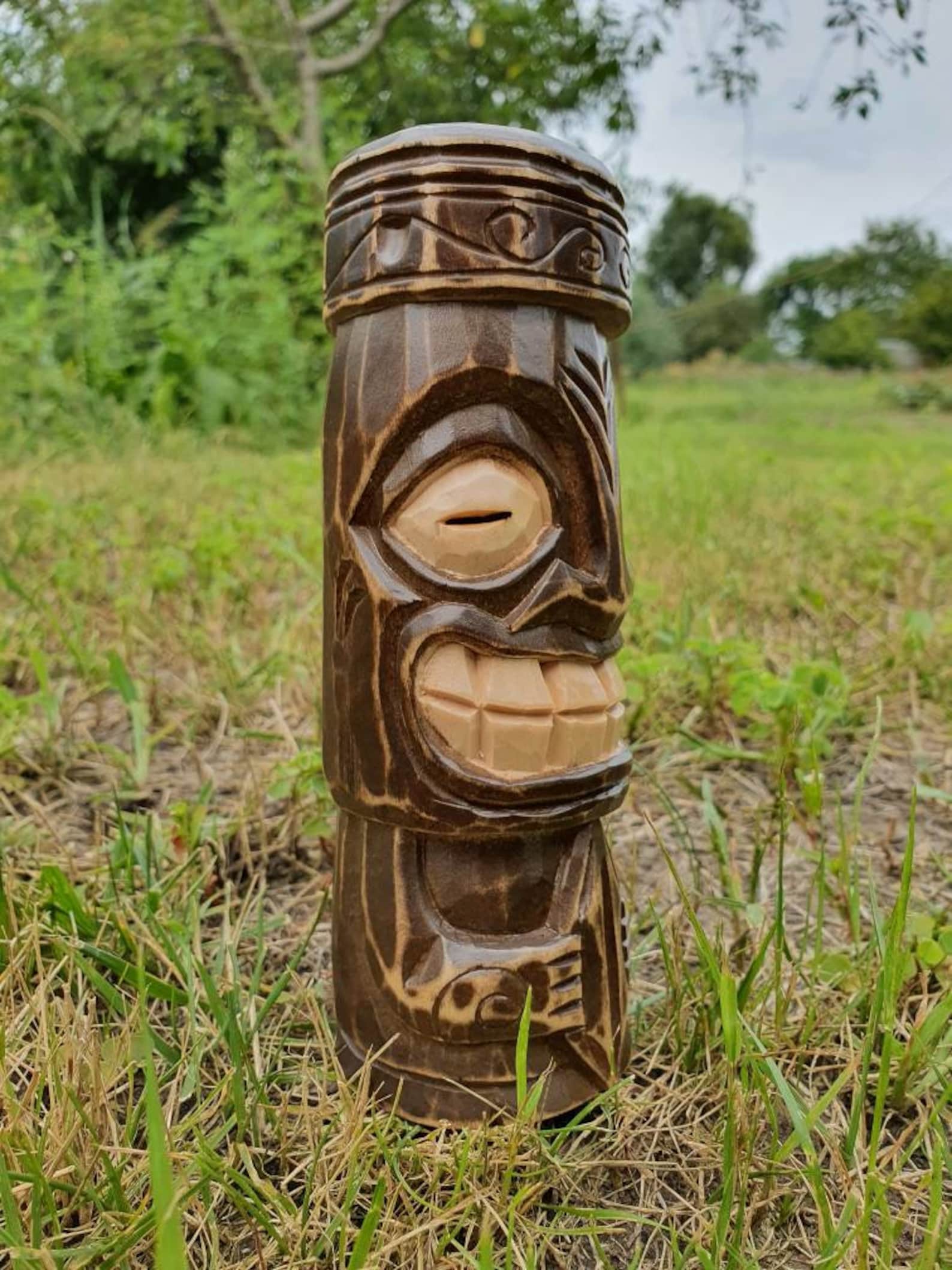 Hawaiian Tiki Statue Wooden Decor Hand Carved | Etsy