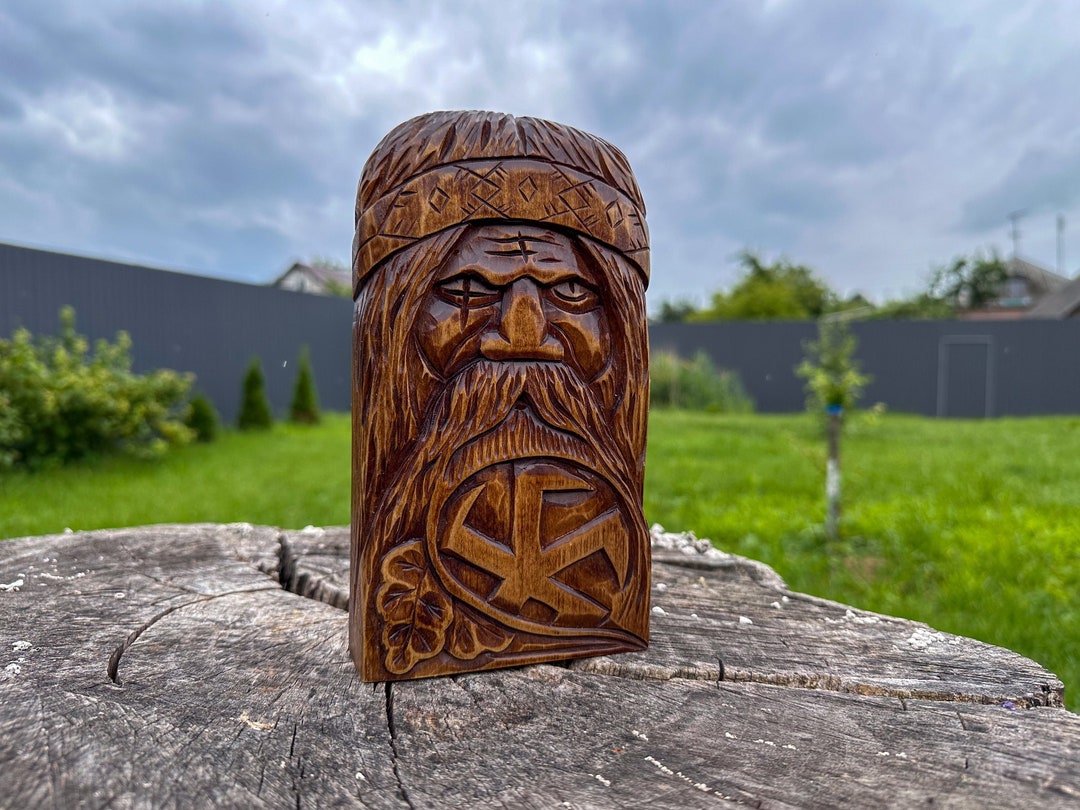 Odin Statue Wood Altar Decor Pagan Gods - Etsy