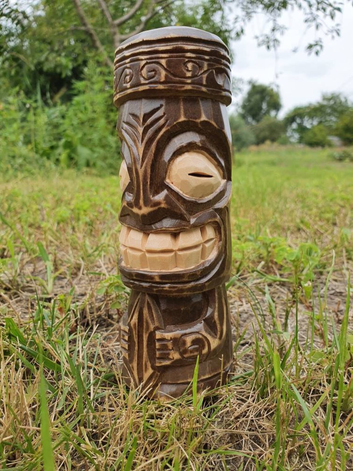 Hawaiian Tiki Statue Wooden Decor Hand Carved | Etsy
