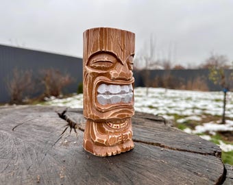 Hawaiian Hand Carved Statue Ki'i Tiki Totem Pole Hawaiian Tiki Statue ...