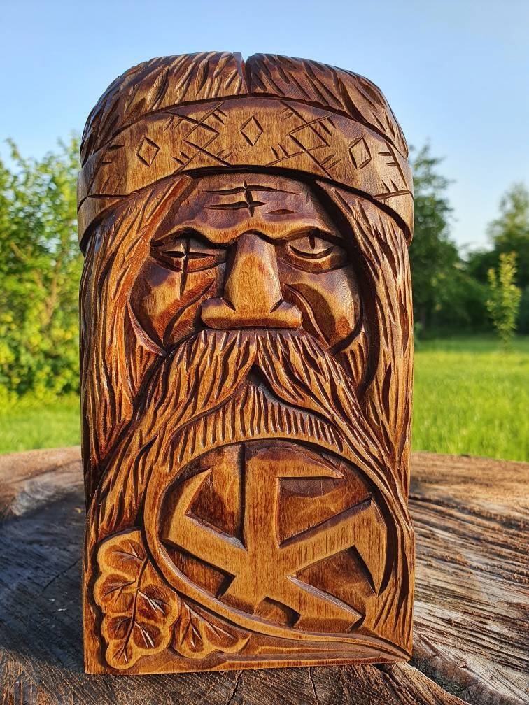 Odin Statue Wood Altar Decor Pagan Gods - Etsy