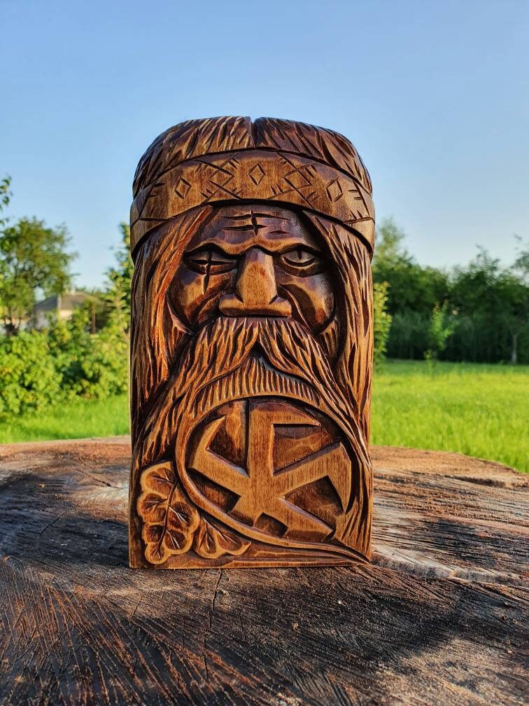 Odin Statue Wood Altar Decor Pagan Gods - Etsy