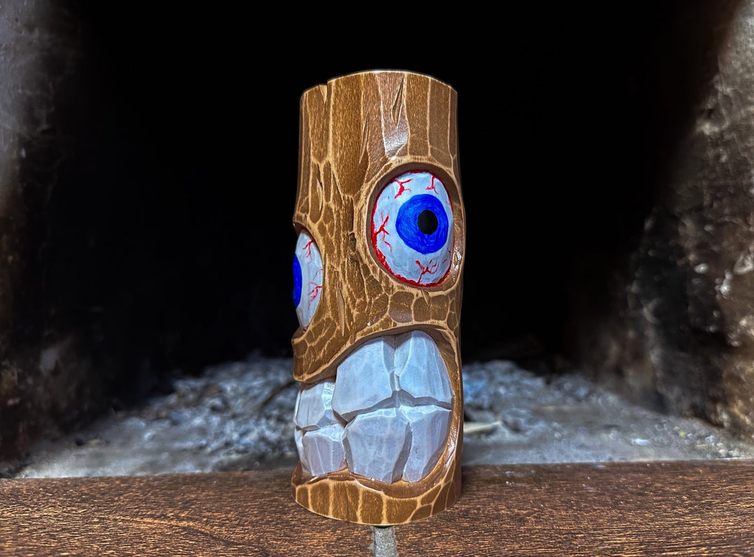 Tiki Statue Tropical Wooden Tiki Statue Smile Tiki Tabletop - Etsy