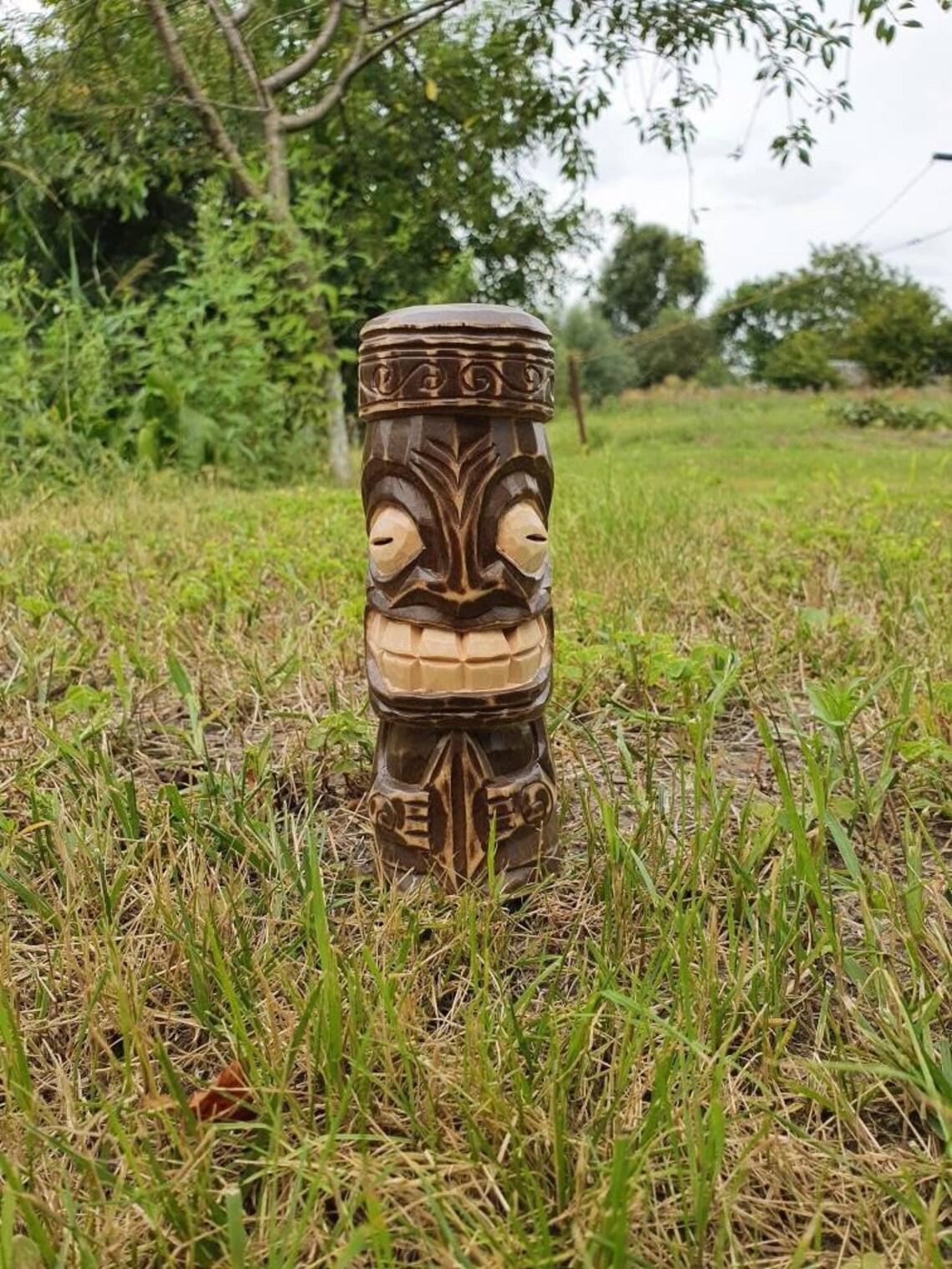 Hawaiian Tiki Statue Wooden Decor Hand Carved | Etsy