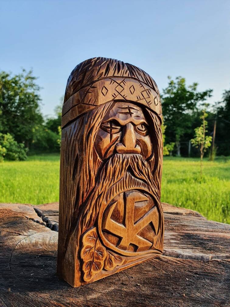 Odin Statue Wood Altar Decor Pagan Gods - Etsy