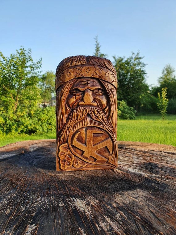 Odin Statue Wood Altar Decor Pagan Gods | Etsy