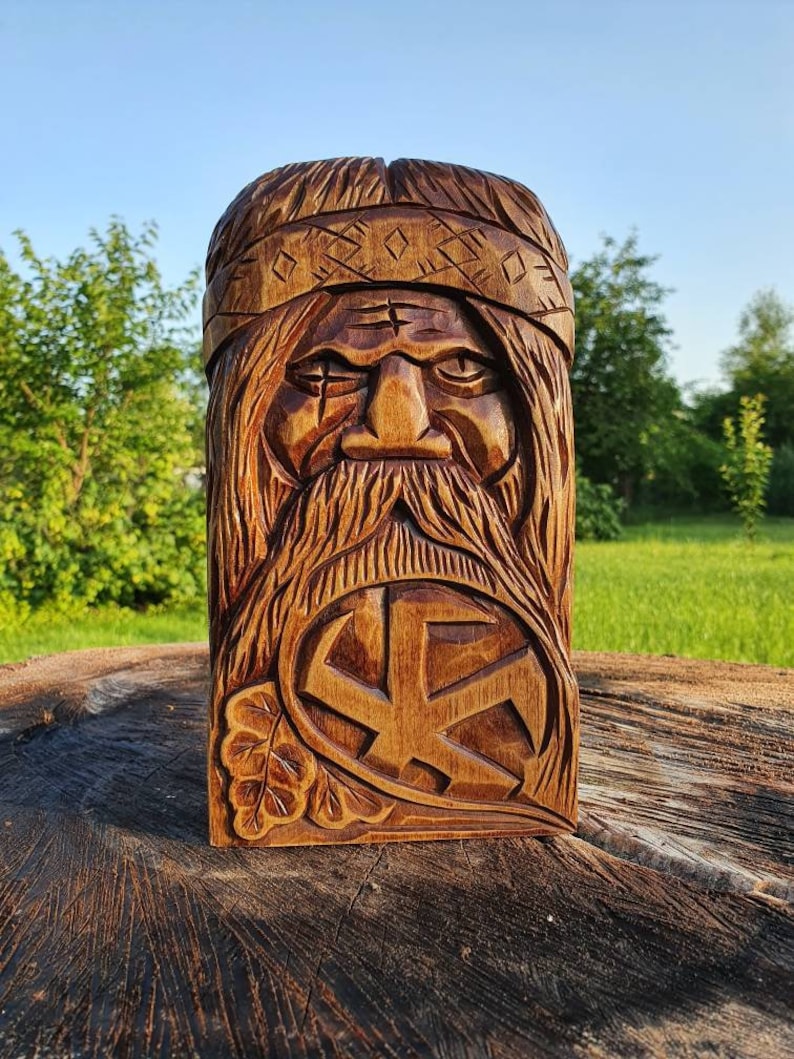 Odin Statue Wood Altar Decor Pagan Gods | Etsy