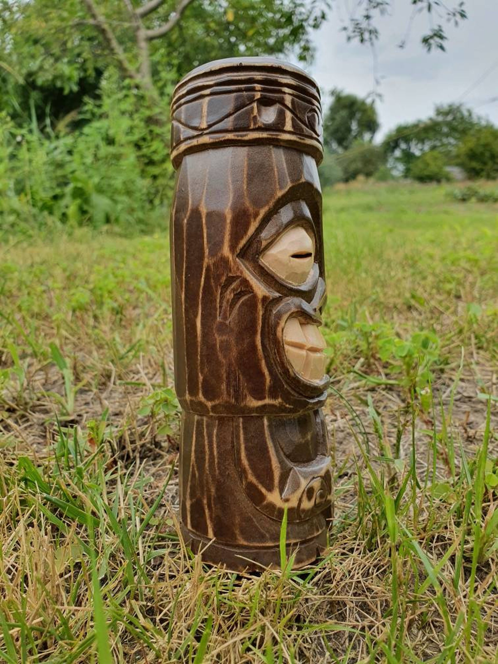 Hawaiian Tiki Statue Wooden Decor Hand Carved | Etsy
