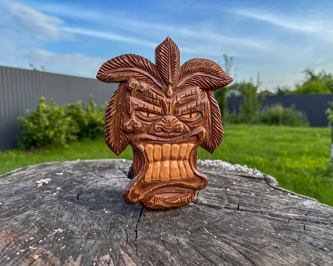 Spiritual Tiki Mask Tribal Guardian Wall Art Sacred Polynesian Decor ...