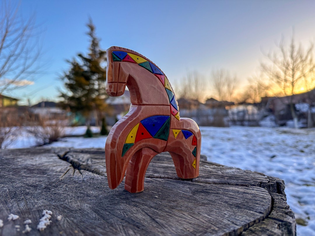 Wooden Horse Sculpture Horse Statue Lover Gift Pagan Figurine Northe ...