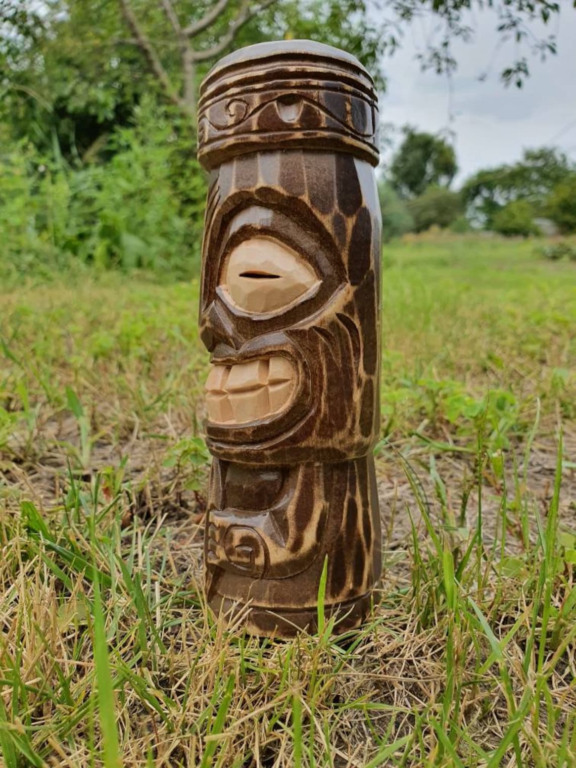 Hawaiian Tiki Statue Wooden Decor Hand Carved | Etsy
