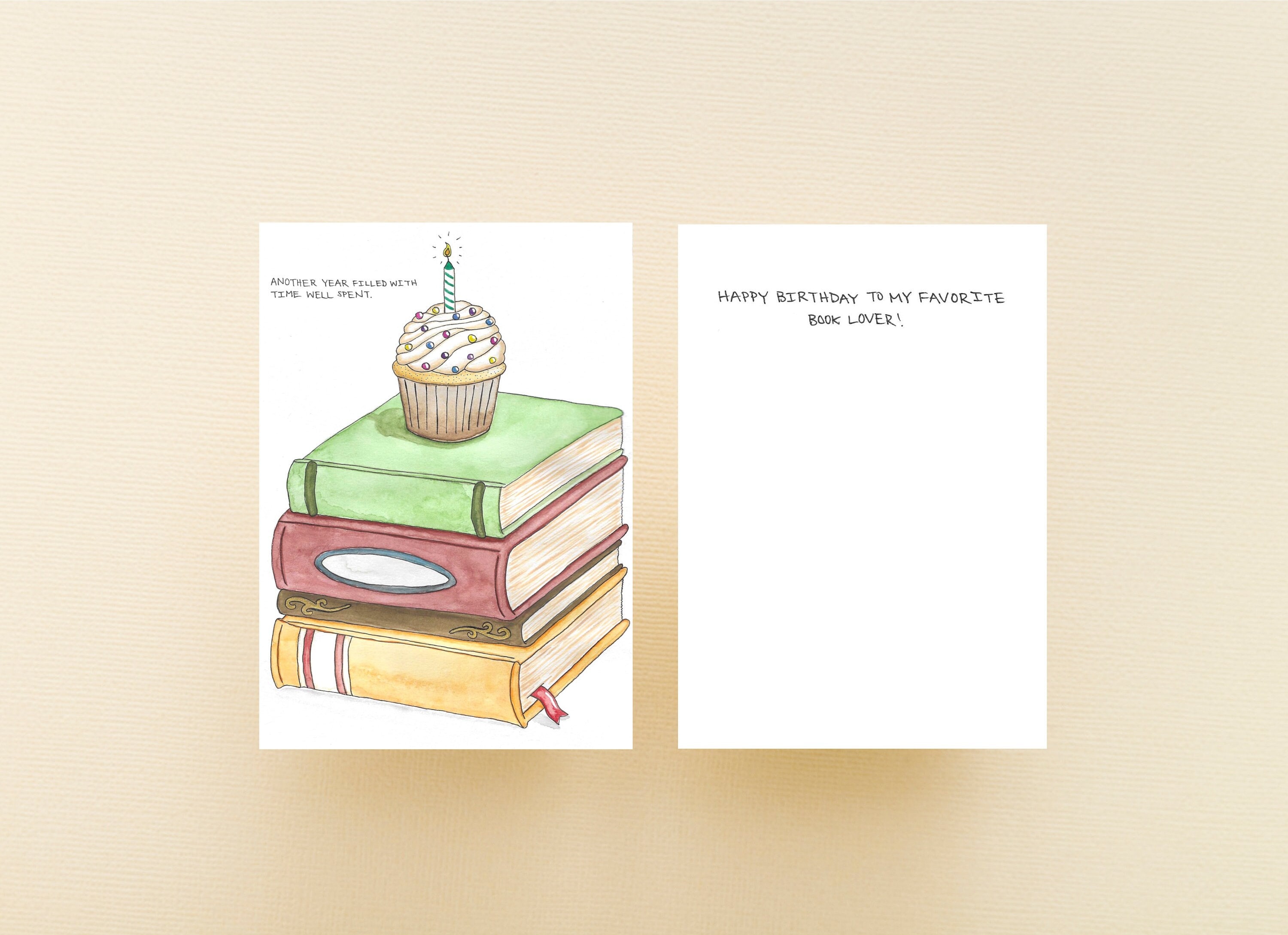 Book Lover Birthday Card | Greeting Card | Watercolor - Etsy