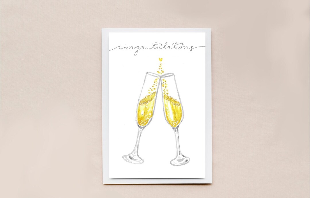 Champagne Cheers Congratulations Card | Engagement Card | Greeting Card ...