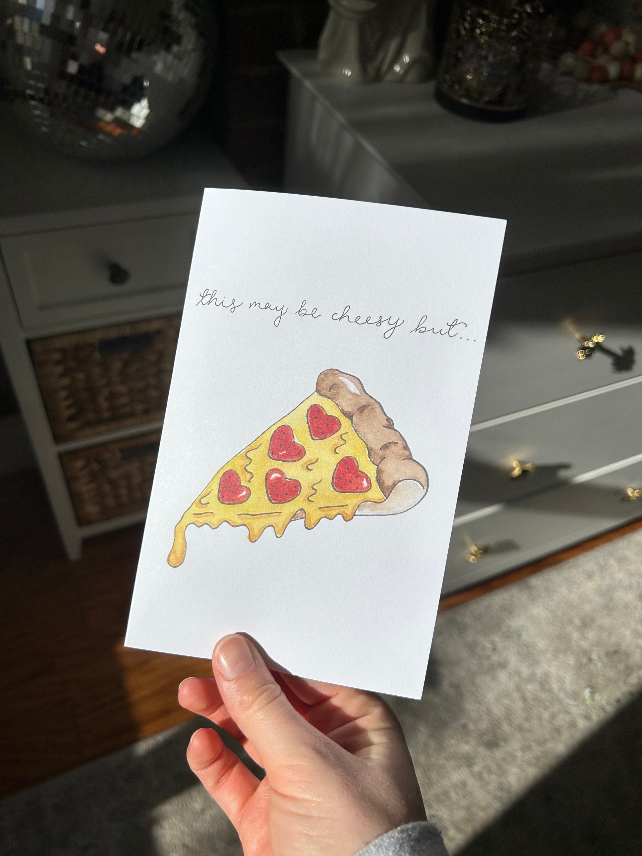 Pizza Heart Anniversary Card | Greeting Card | Watercolor - Etsy