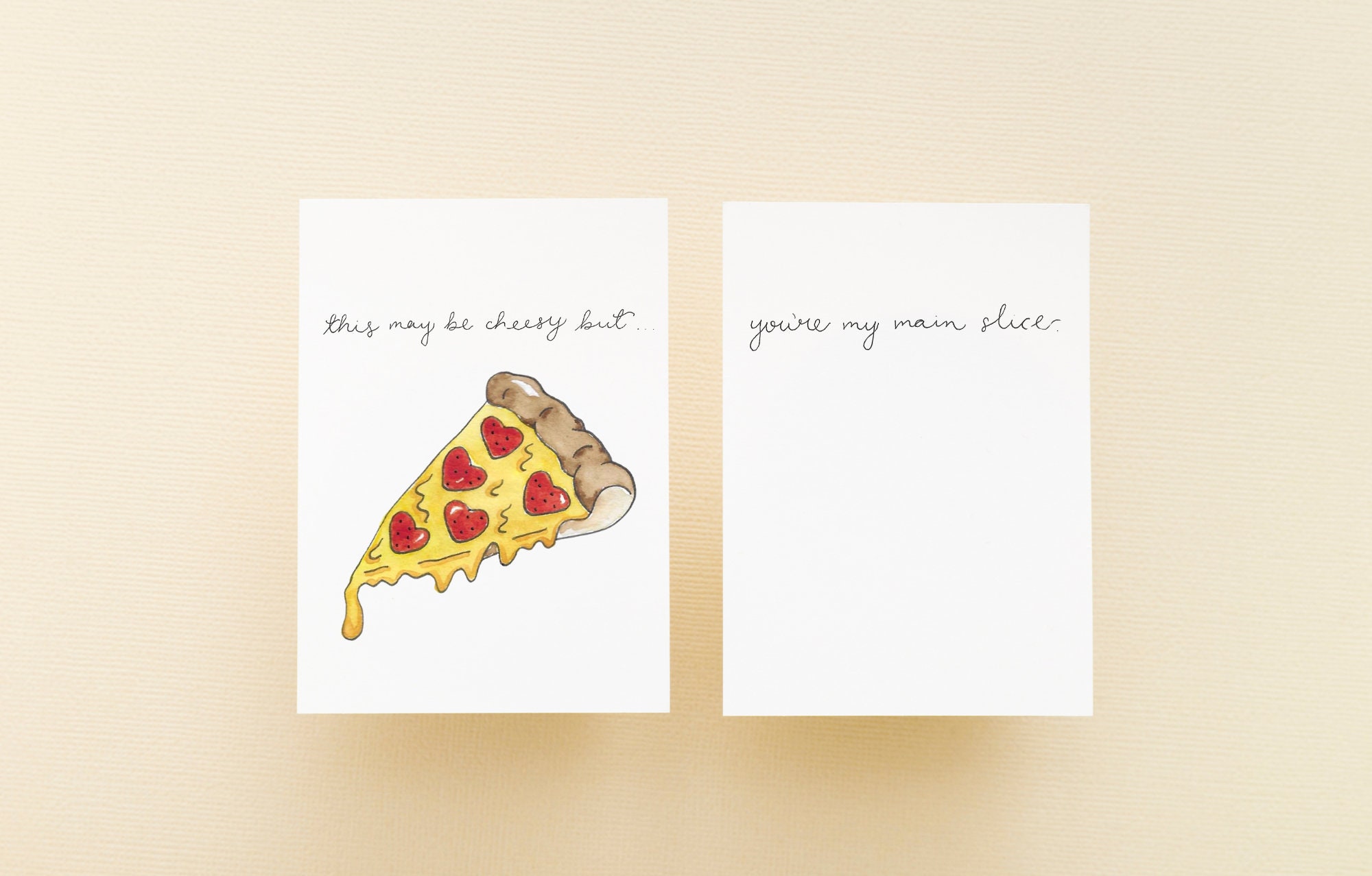 Pizza Heart Anniversary Card | Greeting Card | Watercolor - Etsy