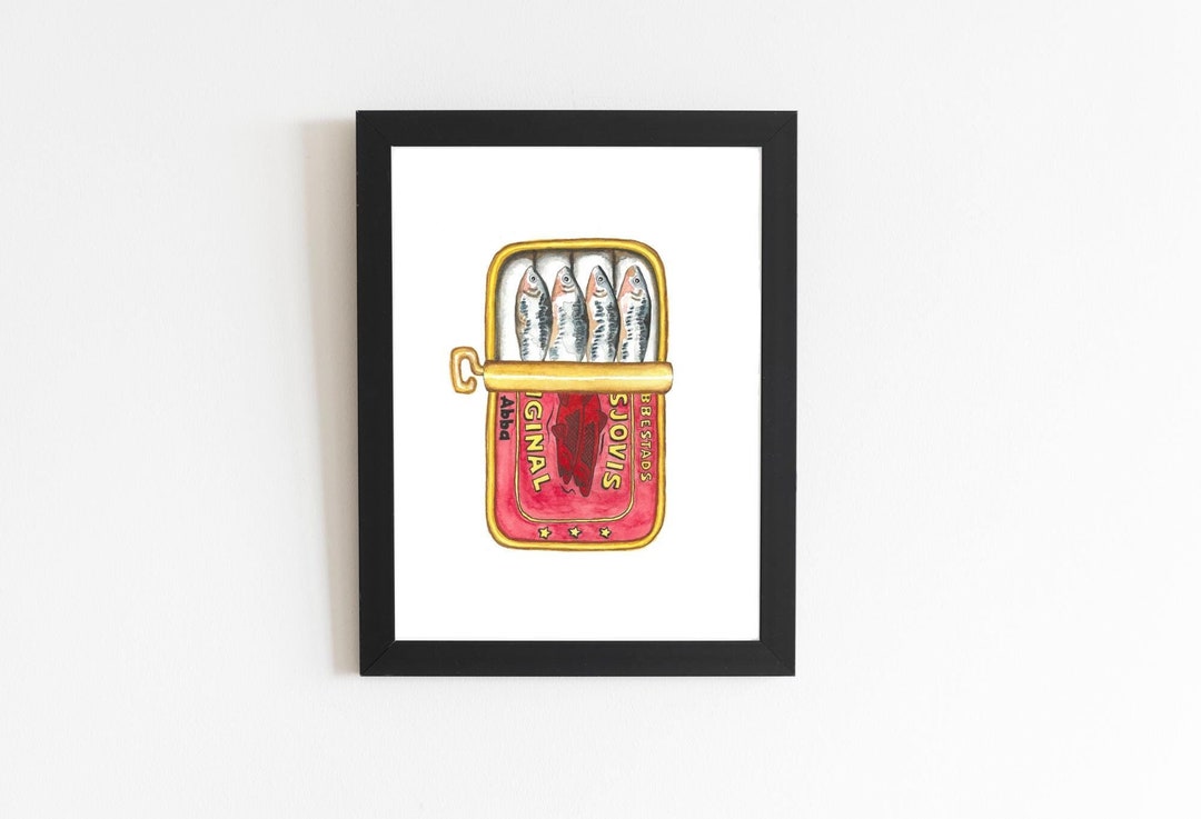 Tinned Fish Print | Sardines | Anchovies | Watercolor Art | Kitchen Art ...
