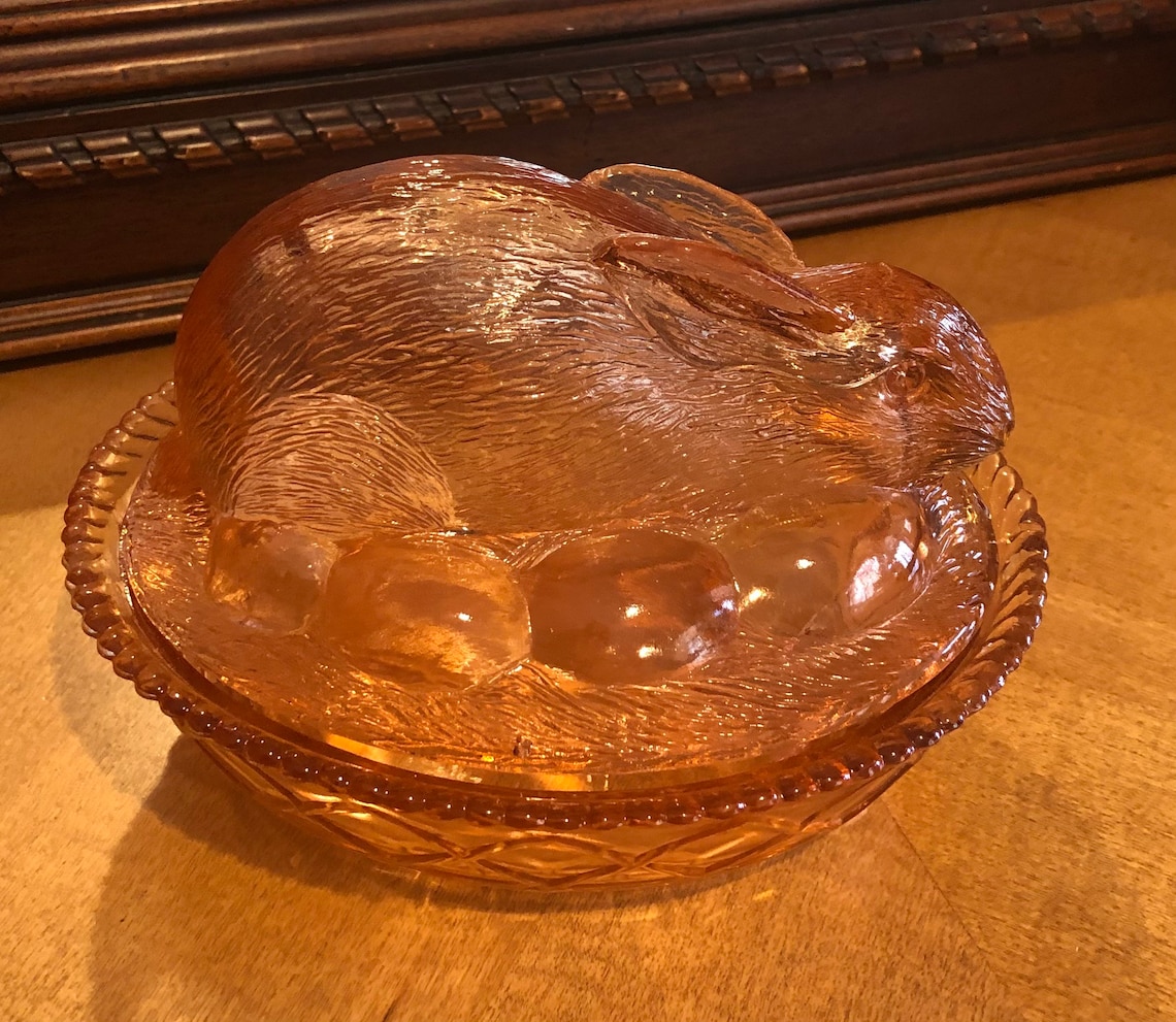 Fenton Rabbit on a Nest | Etsy