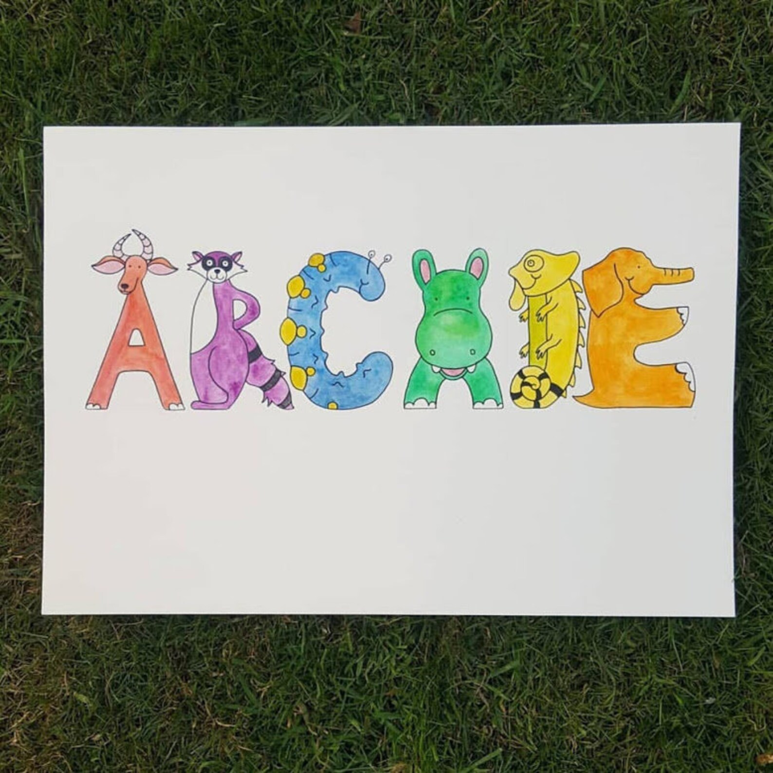 Hand-painted Children's Animal Alphabet Name Art - Etsy