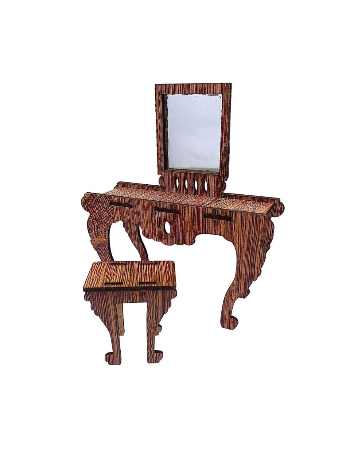 Girls Toy Dressing Table With Mirror and Stool, Kids Vanity Table With ...
