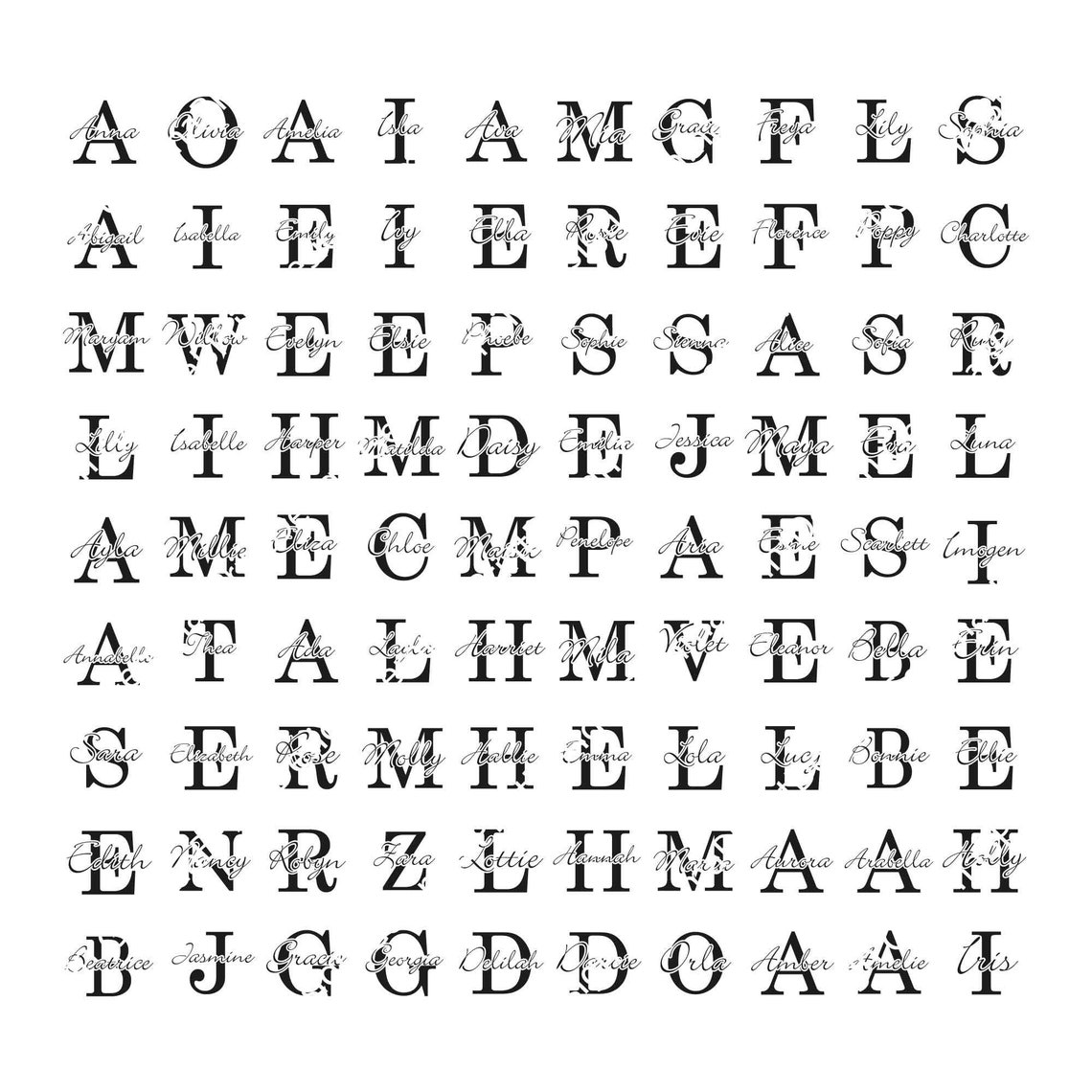 SVG Initials Girls Names Split Monogram Cricut Bundle Monogram Digital ...