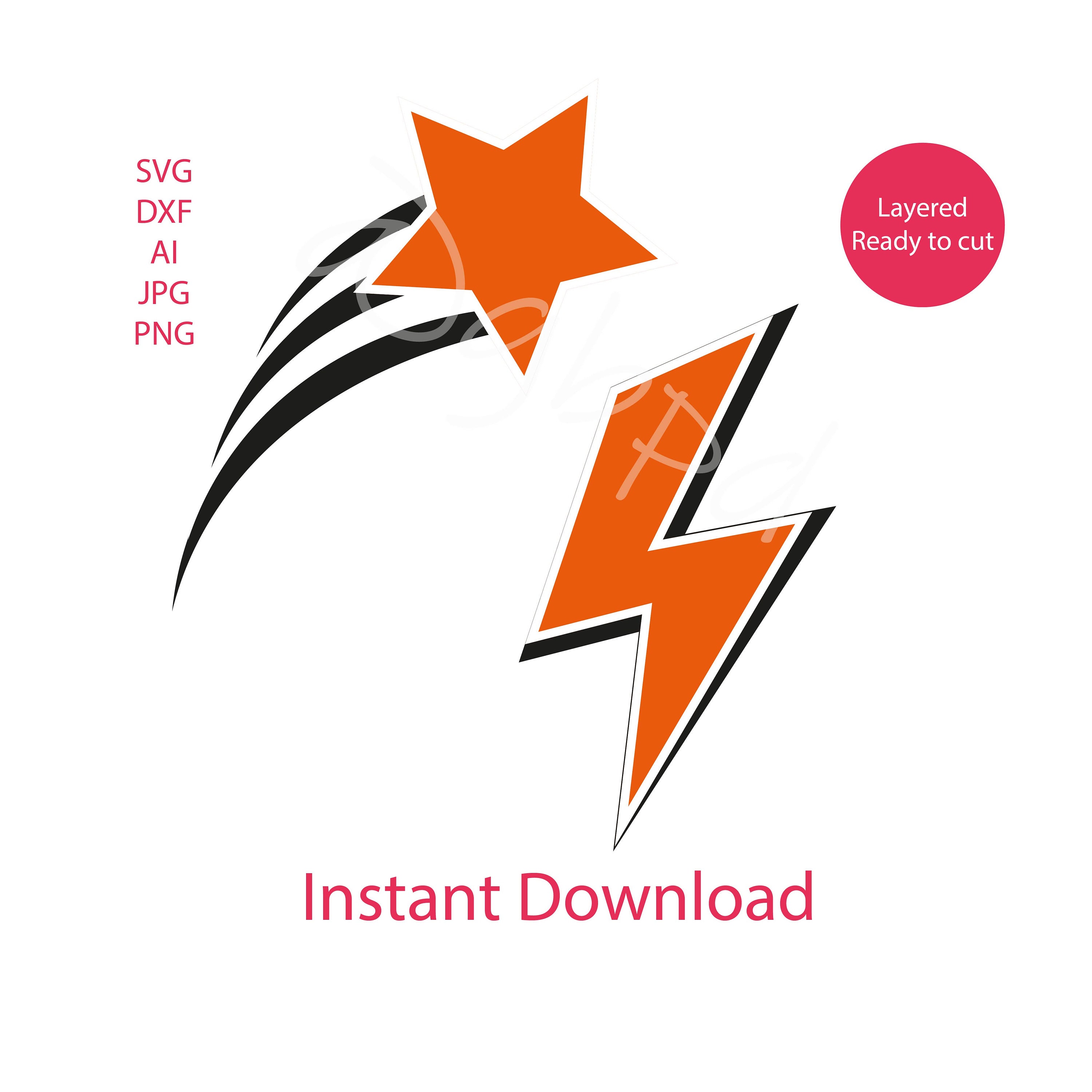 SVG / SVG Cricut file / Lightning Bolt SVG / Shooting Star Svg - Etsy ...