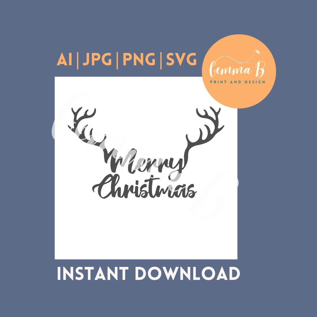 Merry Christmas Reindeer SVG, Cute Christmas Design, Jpeg, Png, Ai and ...