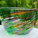 Hand Blown Glass: Green Mix Optic Twist Bowl - Etsy