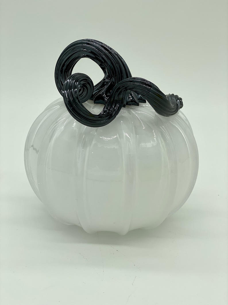 Hand Blown Glass: White and Black Pumpkin - Etsy