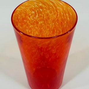 Hand Blown Glass: Orange Pint Glass - Etsy