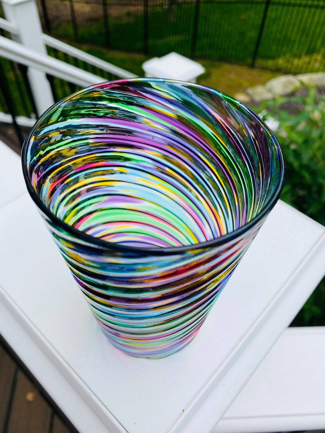 Hand Blown Glass: Purple Mix Optic Twist Pint Glass | Etsy