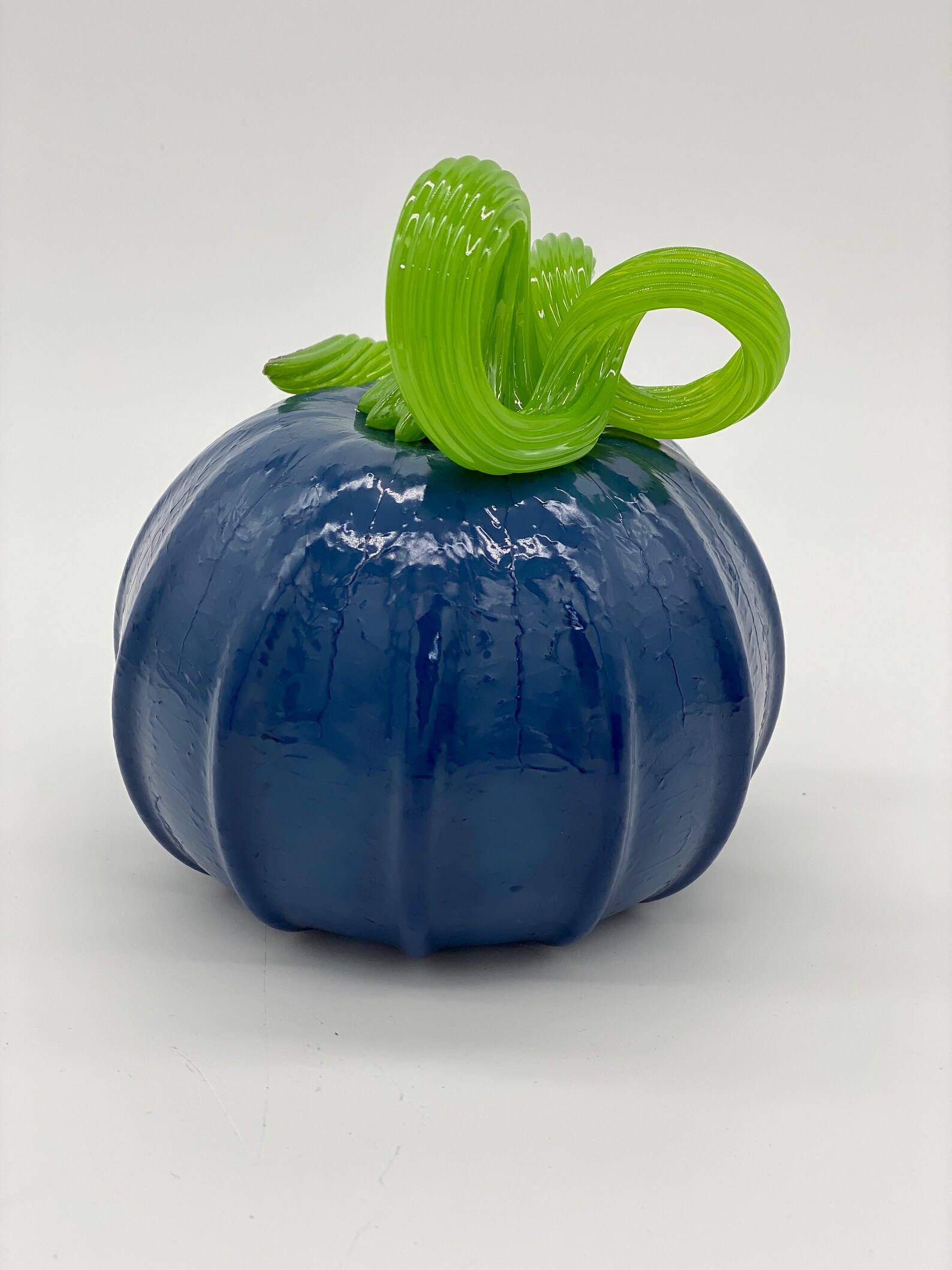 Hand Blown Glass: Steel Blue Pumpkin - Etsy